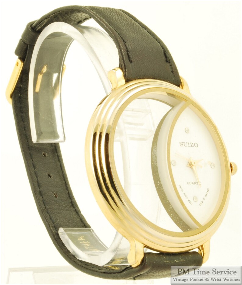 Suizo Vintage Quartz Wrist Watch, Oversized Gold-toned Round ...