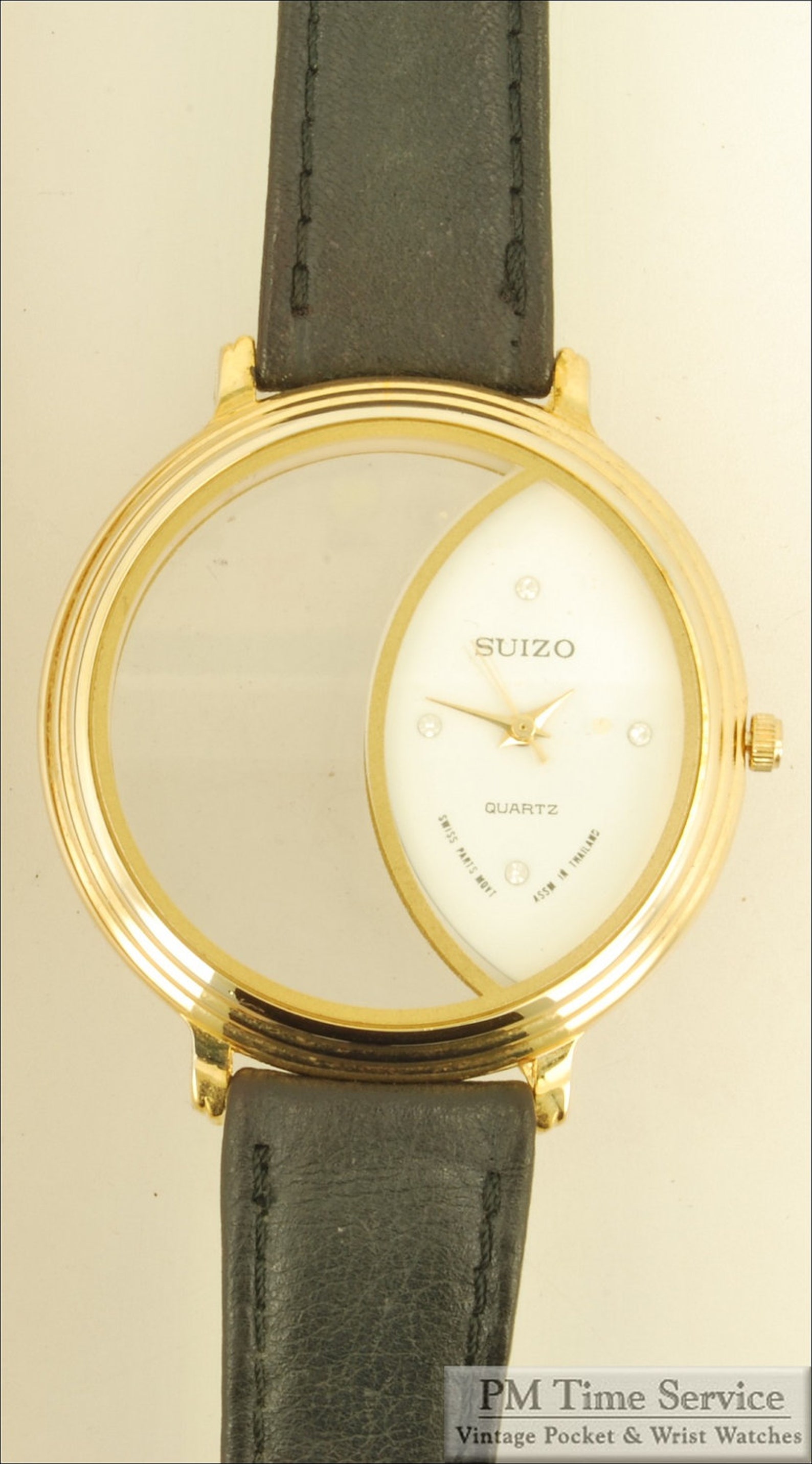 Suizo Vintage Quartz Wrist Watch, Oversized Gold-toned Round ...