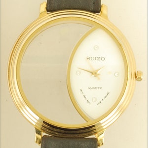 Suizo Vintage Quartz Wrist Watch, Oversized Gold-toned Round ...