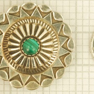Round Silver and Malachite Vintage Button Cover, Elaborate Design With ...