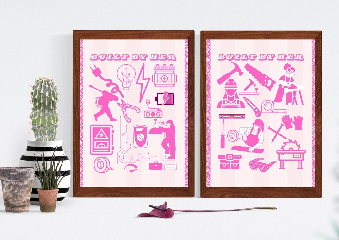 Built by Her Poster, Women in Building Wall Art, Feminist Tradeswoman ...