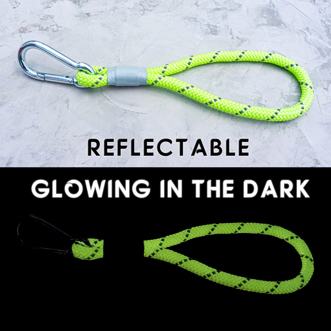 Glow-in-the-dark Rope Keychain Neon Green Reflective Lanyard Glowing in ...