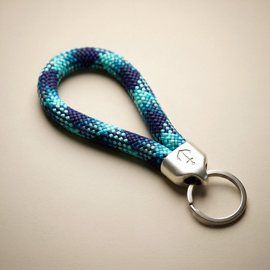 Nautical Rope Keychain With Silver Plated Anchor End Cap, Sailing Rope ...