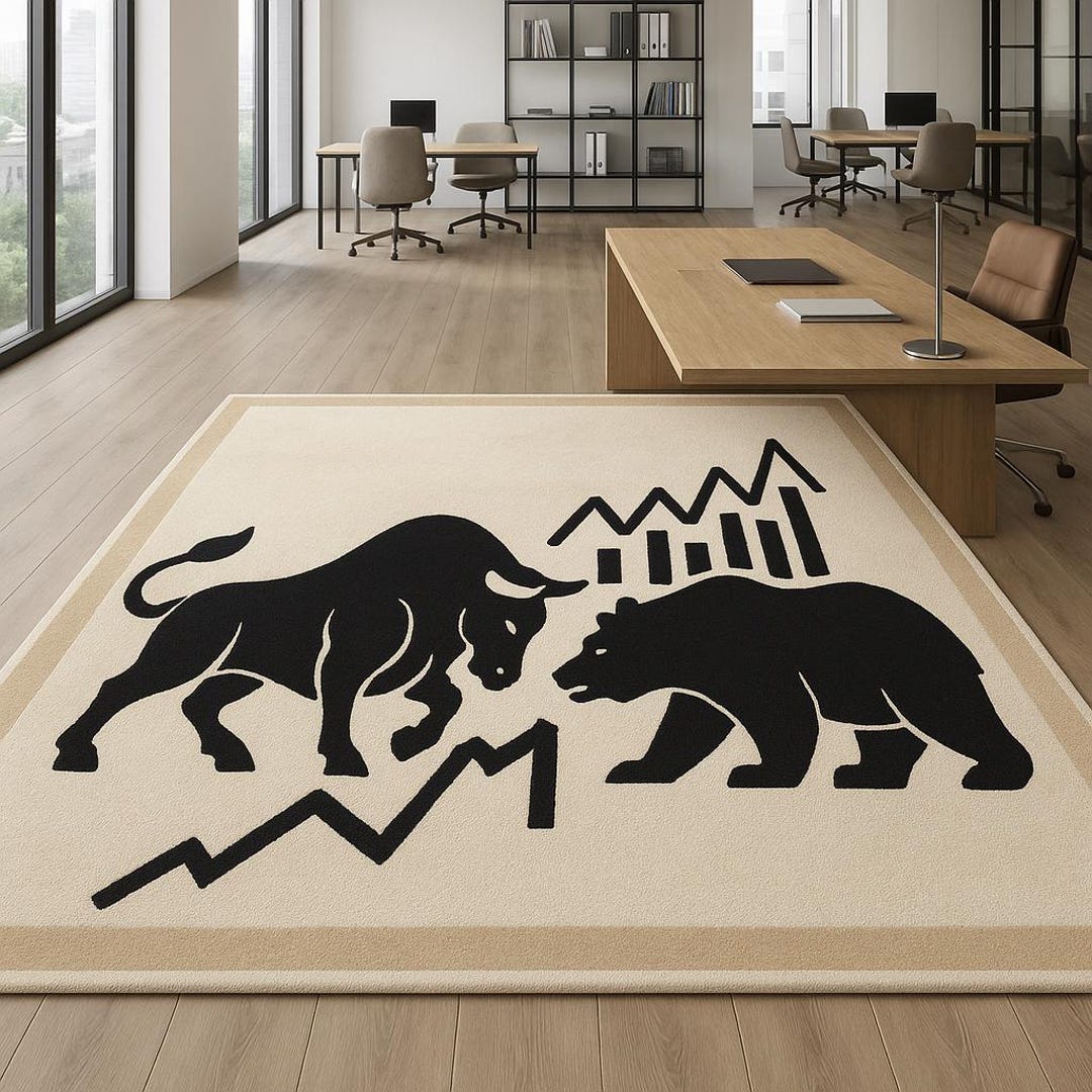 Hand Tufted Bull and Bear Rug: Stock Market Decor - Etsy