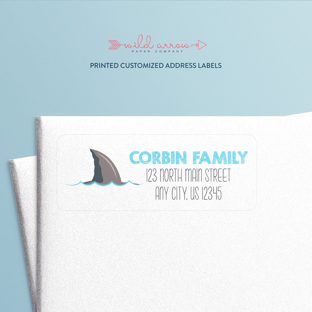 Shark Fin Frenzy Return Address Label - Etsy