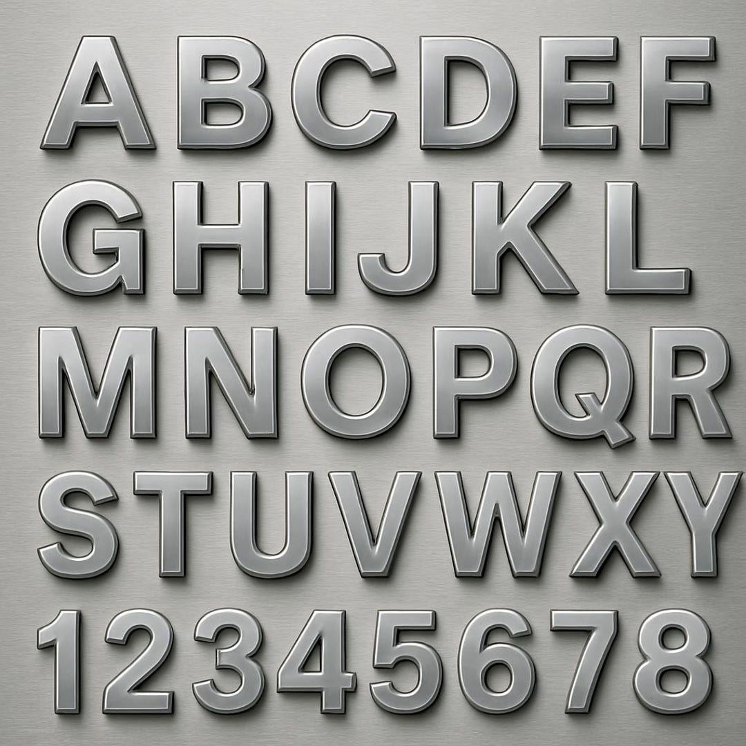 30-100mm Brushed Stainless Steel Letters A-Z & 0-9 – Custom Signage ...