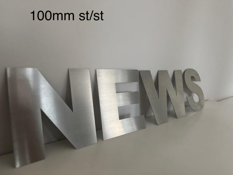 30-100mm Brushed Stainless Steel Letters A-Z & 0-9 – Custom Signage ...