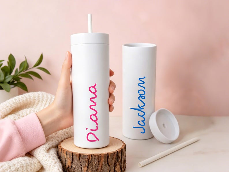 Custom White Water Bottle Tumbler Cup With Straw, Island White Cup ...