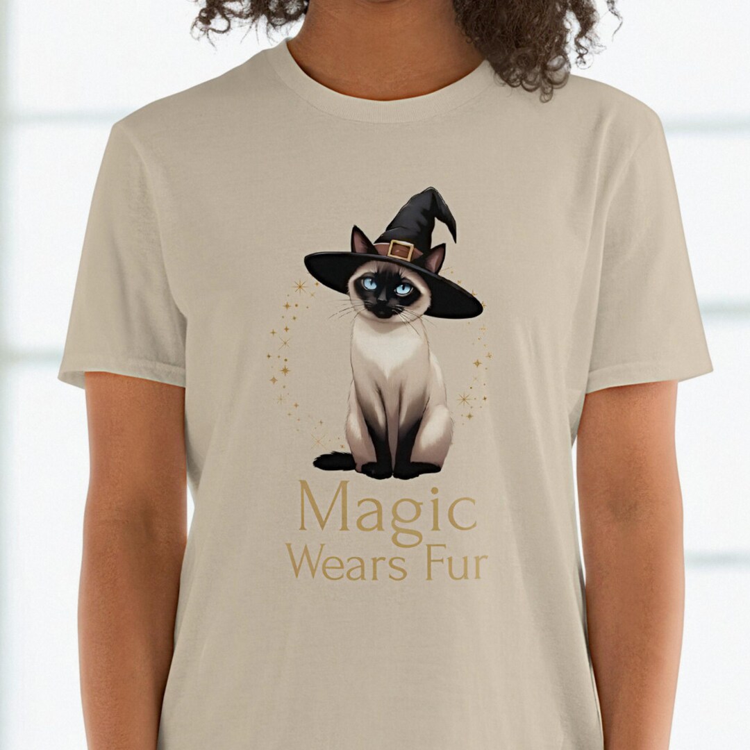 Magic Wears Fur T-shirt, Siamese Cat With Witchhat Graphic Shirt - Etsy
