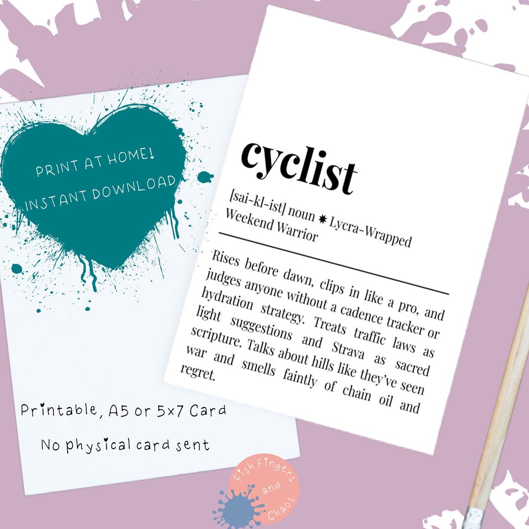 Printable Funny Cycling Card · Instant Download A4 Fold to A5 / 5x7 ...