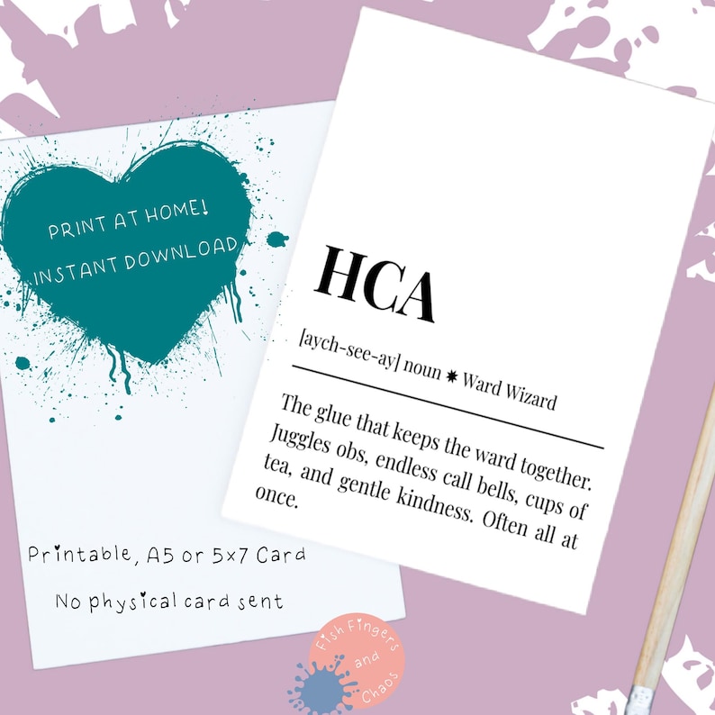 Printable HCA Definition Card · Instant Download A4 Fold to A5 / 5x7 ...