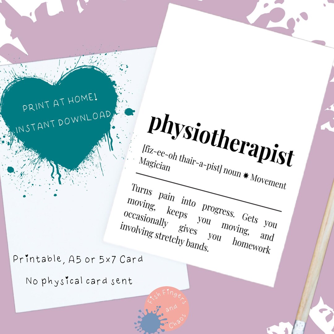 Printable Physiotherapist Definition Card · Instant Download A4 Fold to ...