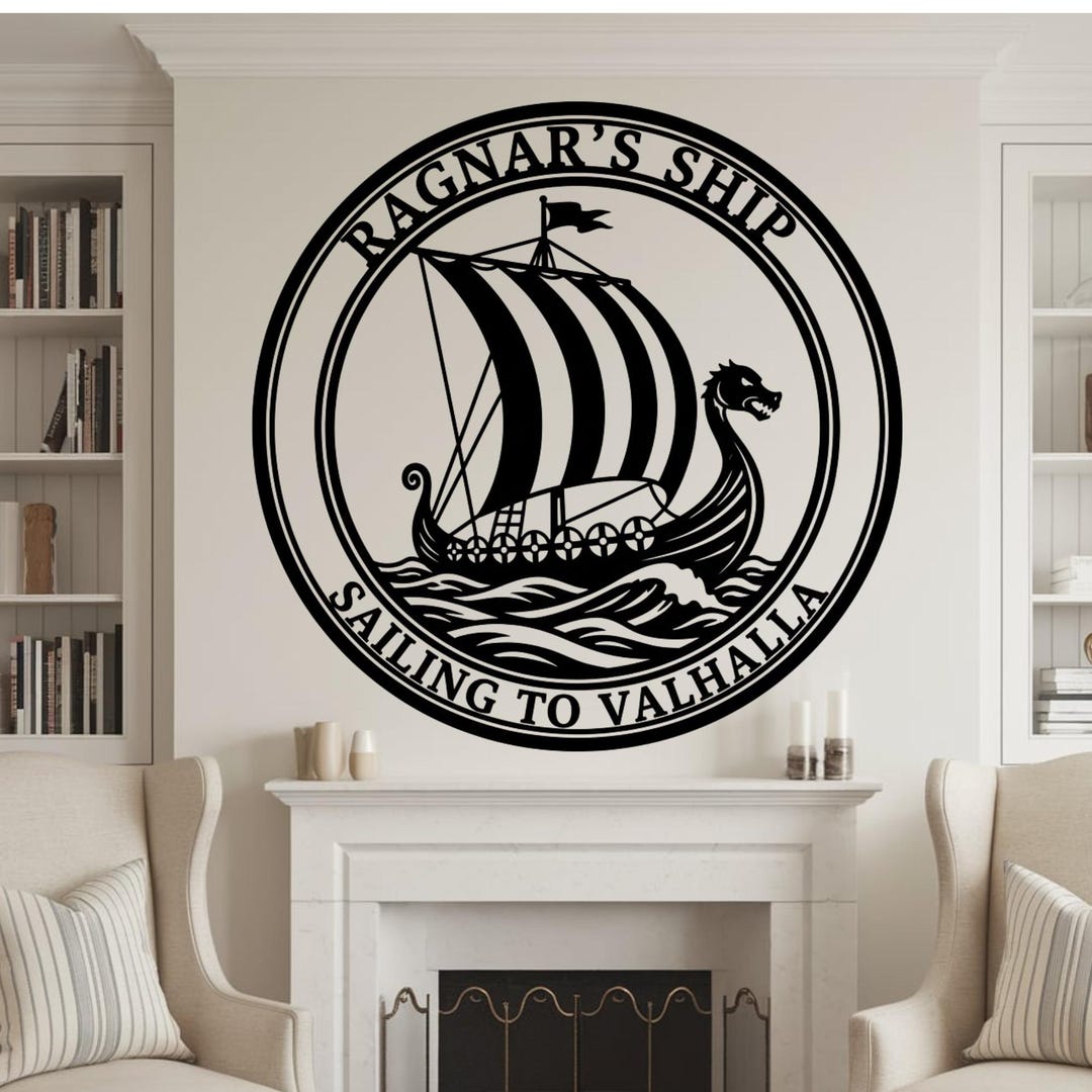 Custom Viking Ship Metal Sign, Nordic Longboat Wall Art, Personalized ...