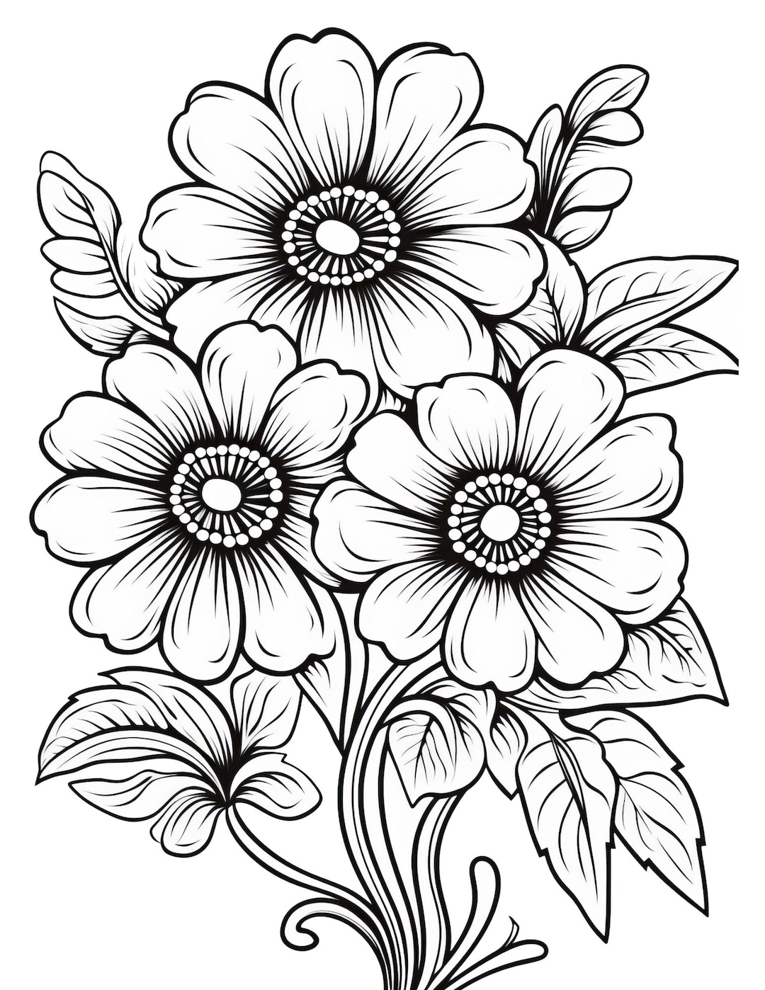 5 Groovy Flower Coloring Pages - Etsy