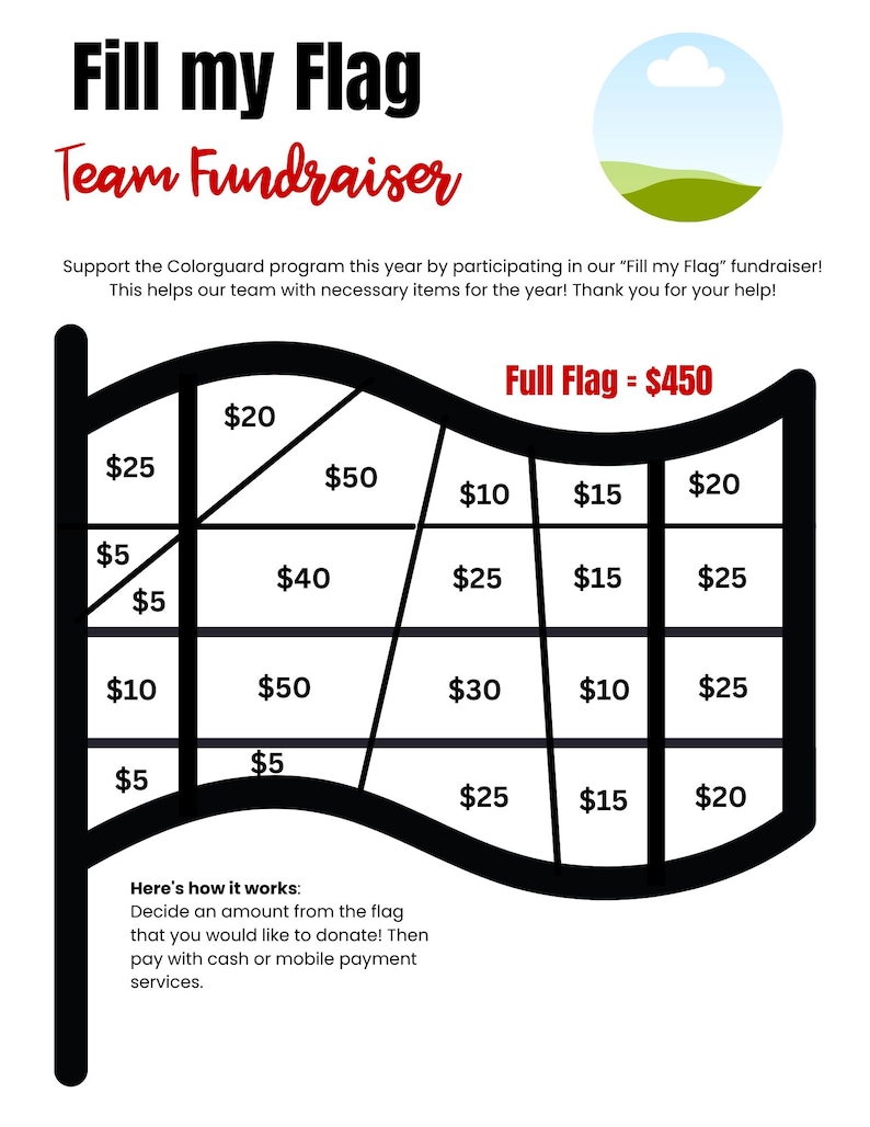 Color Guard Donation Tracker – Fill the Flag! - Etsy