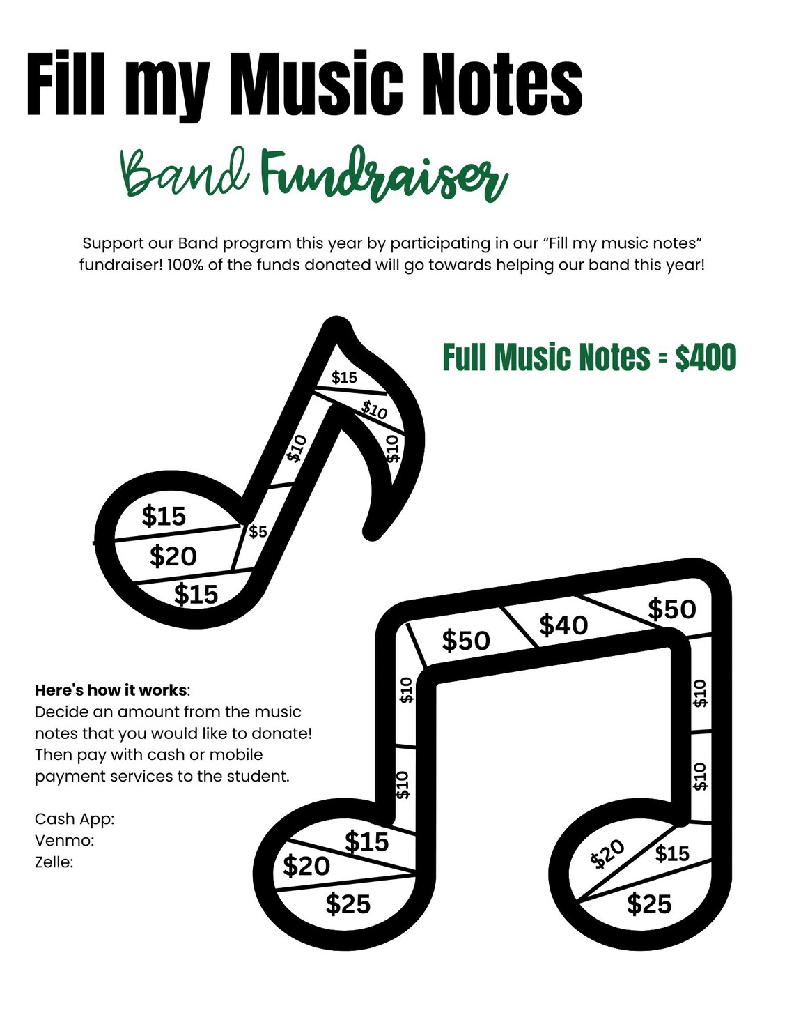 Fundraiser - Music Notes - Etsy