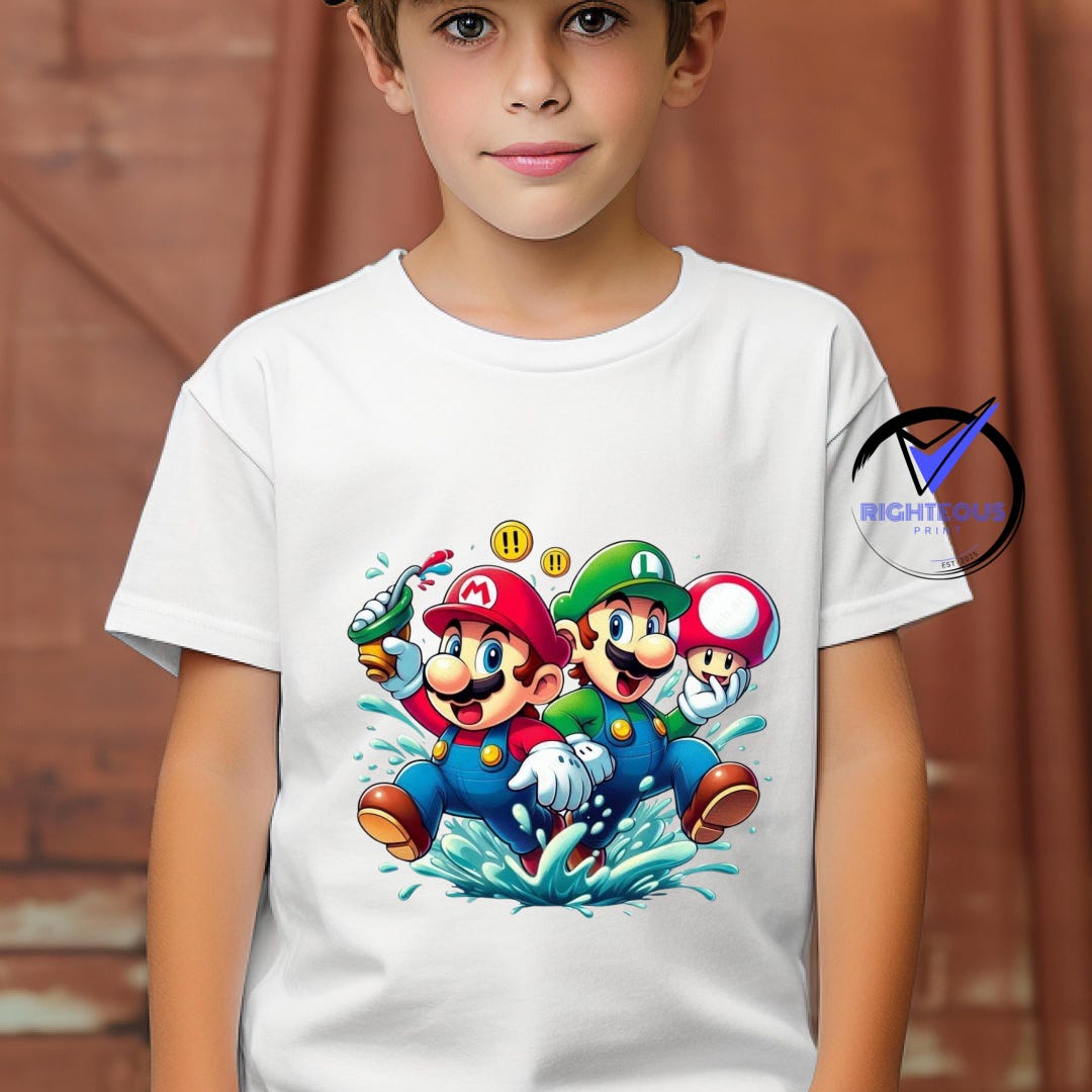 Mario and Luigi DTF Transfer, Super Mario Kids Heat Press, Ready to ...