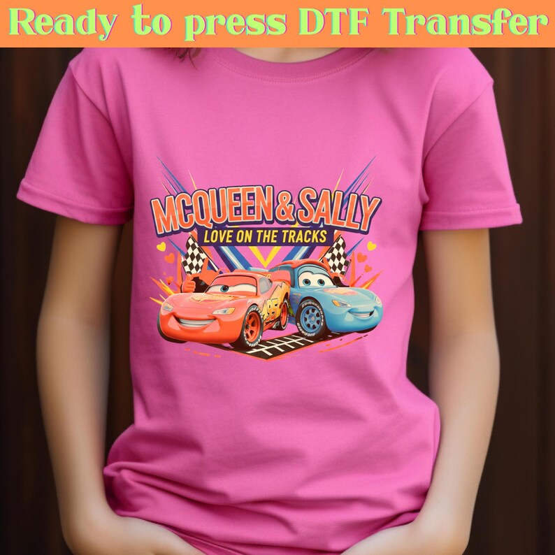 Mcqueen and Sally DTF Transfer | Cars Racer Love Ready to Press ...