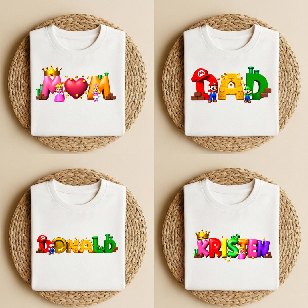 Personalized Mario Name DTF, Super Mario Custom DTF Transfer, Nintendo ...