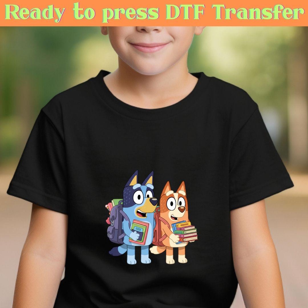 Bluey Back to School DTF Transfer, Heeler Family Heat Press Design ...