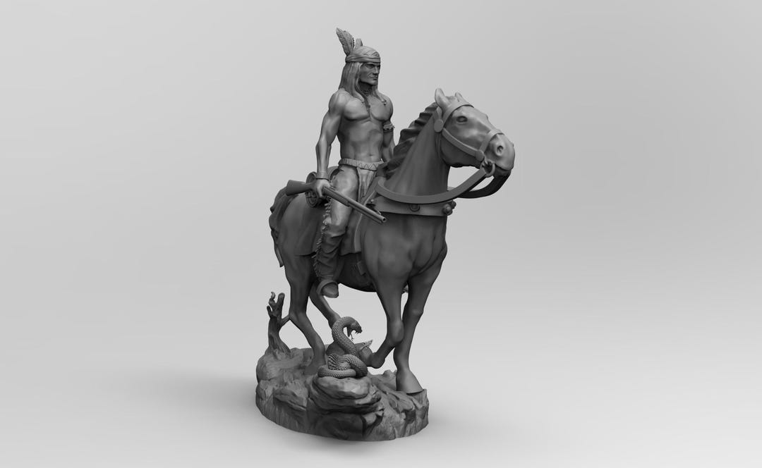Native American Rider Miniature STL File | Diorama 3D Print Model ...
