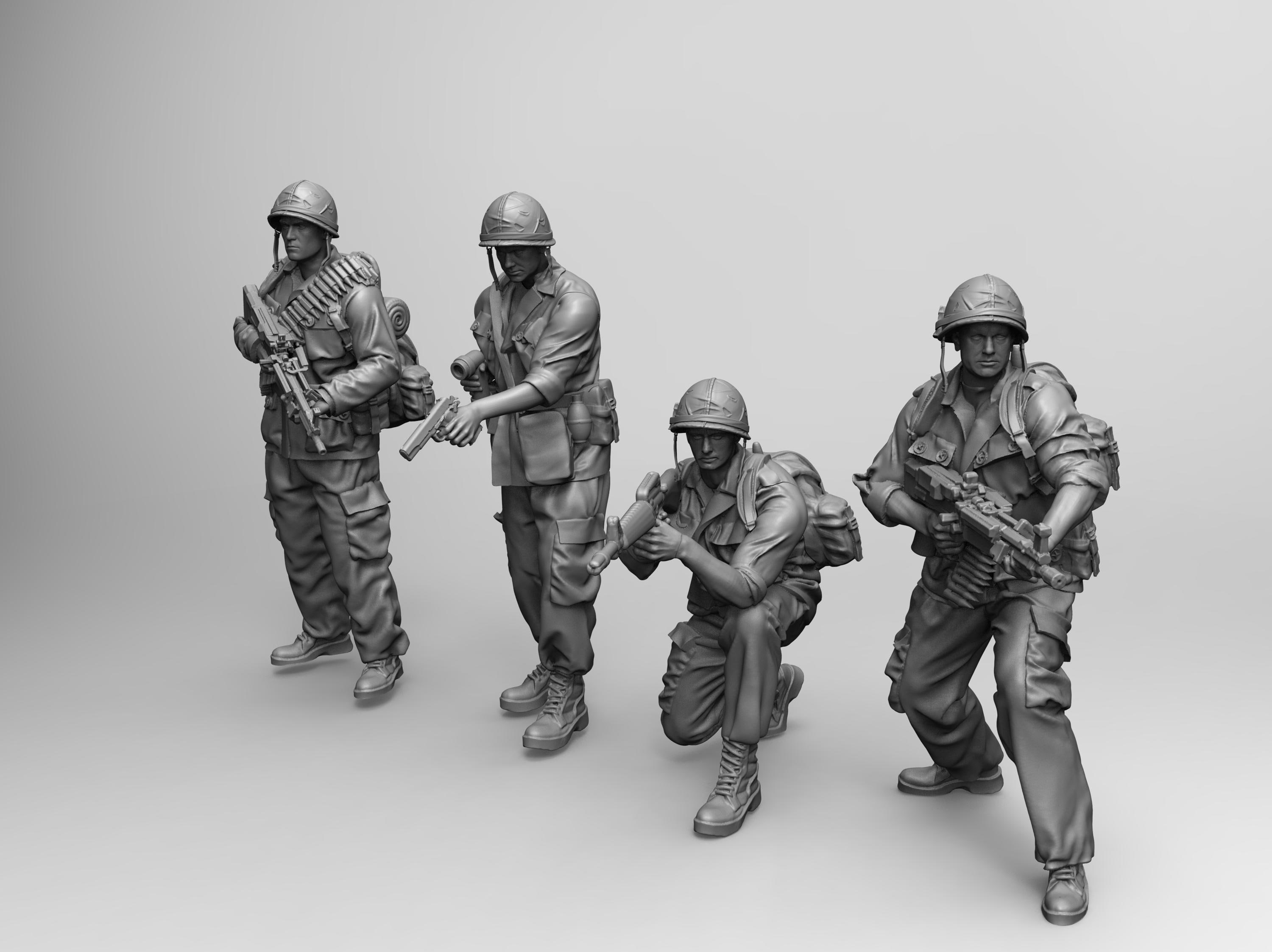 3D Printable Military Soldier Miniatures | Diorama STL File Set ...