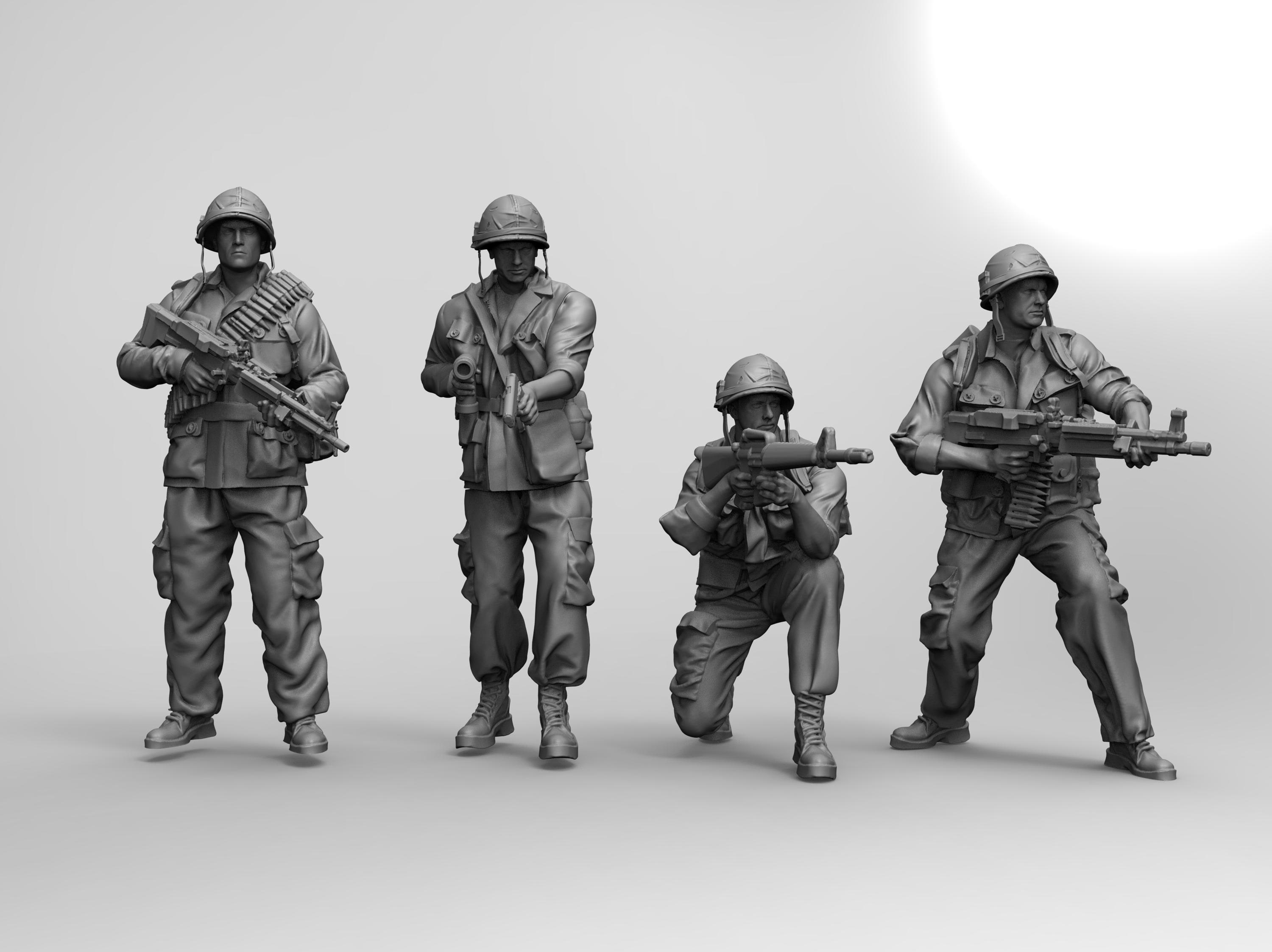 3D Printable Military Soldier Miniatures | Diorama STL File Set ...