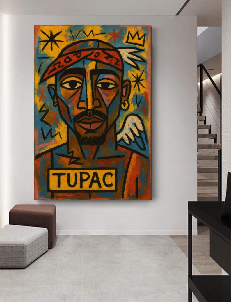 Tupac Shakur Art Print - Bold Basquiat Style Hip-hop Portrait - Rap ...