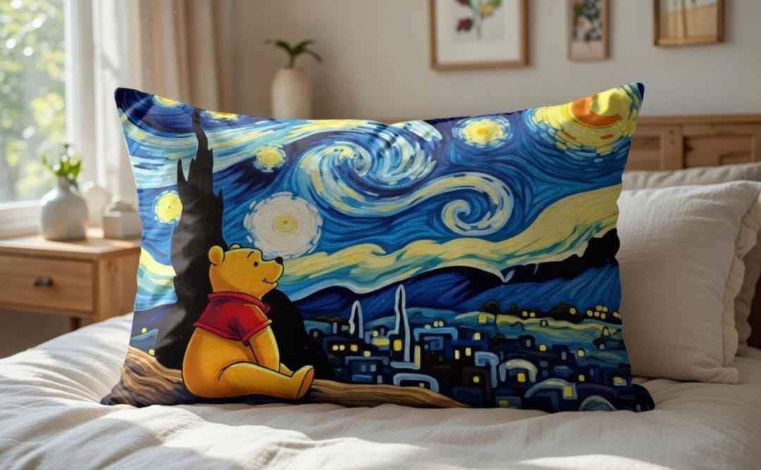 Winnie Starry Night Whimsical Pillow Case Microfiber Pillowcase - Etsy