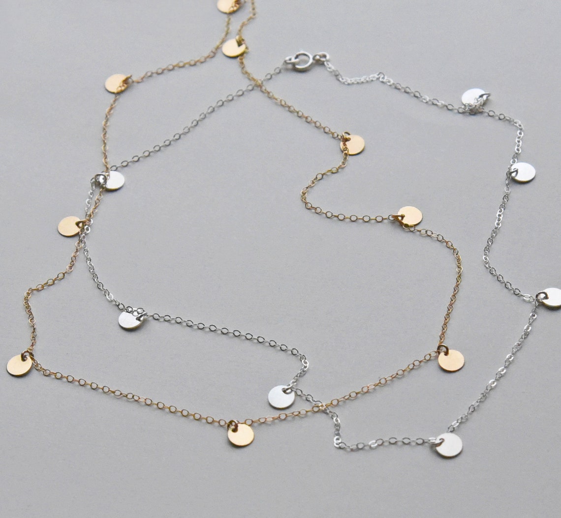 Minimalist Layered Necklaces, Set of 3, Simple Chain Necklace, Disc ...