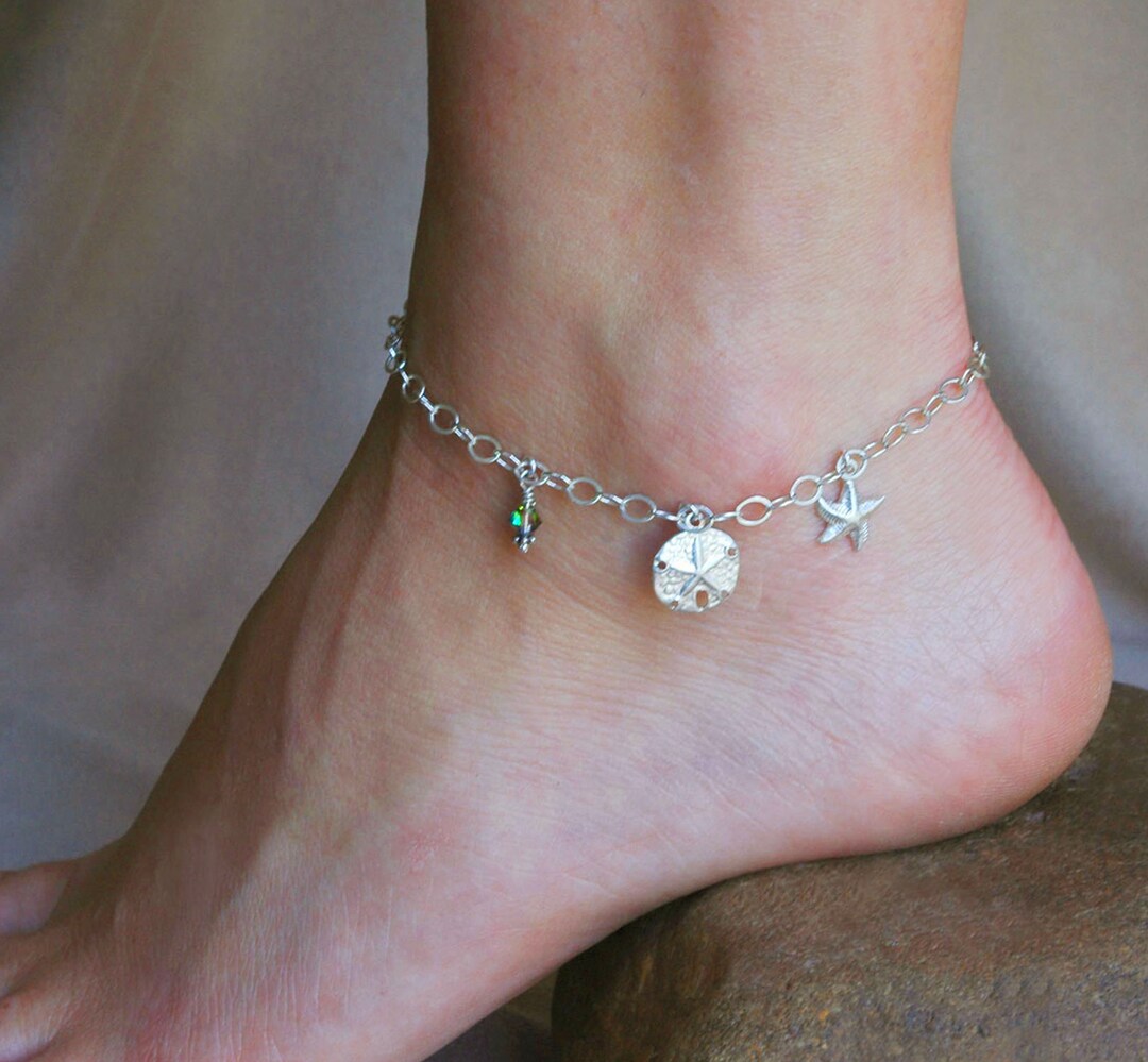 Personalized Anklet, Customized Anklet, Starfish Anklet, Sand Dollar ...