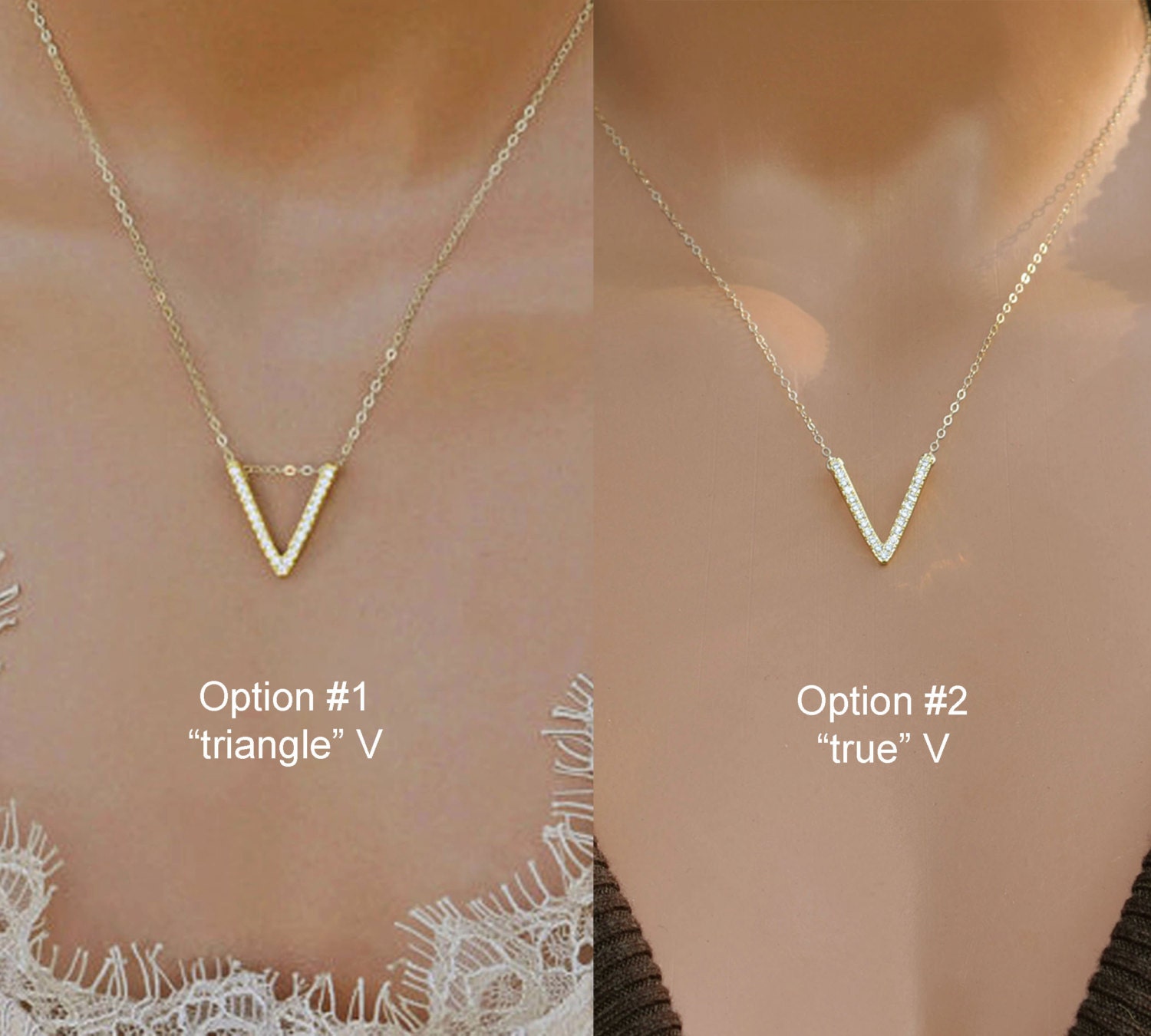 Elegant Pave Necklace V Necklace Cubic Zirconia Necklace - Etsy