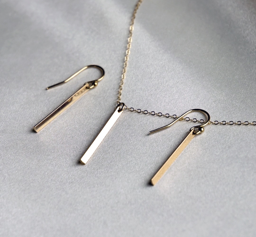 Dainty Everyday Minimalist Necklace and Earrings, Jewelry Set, Earrings ...