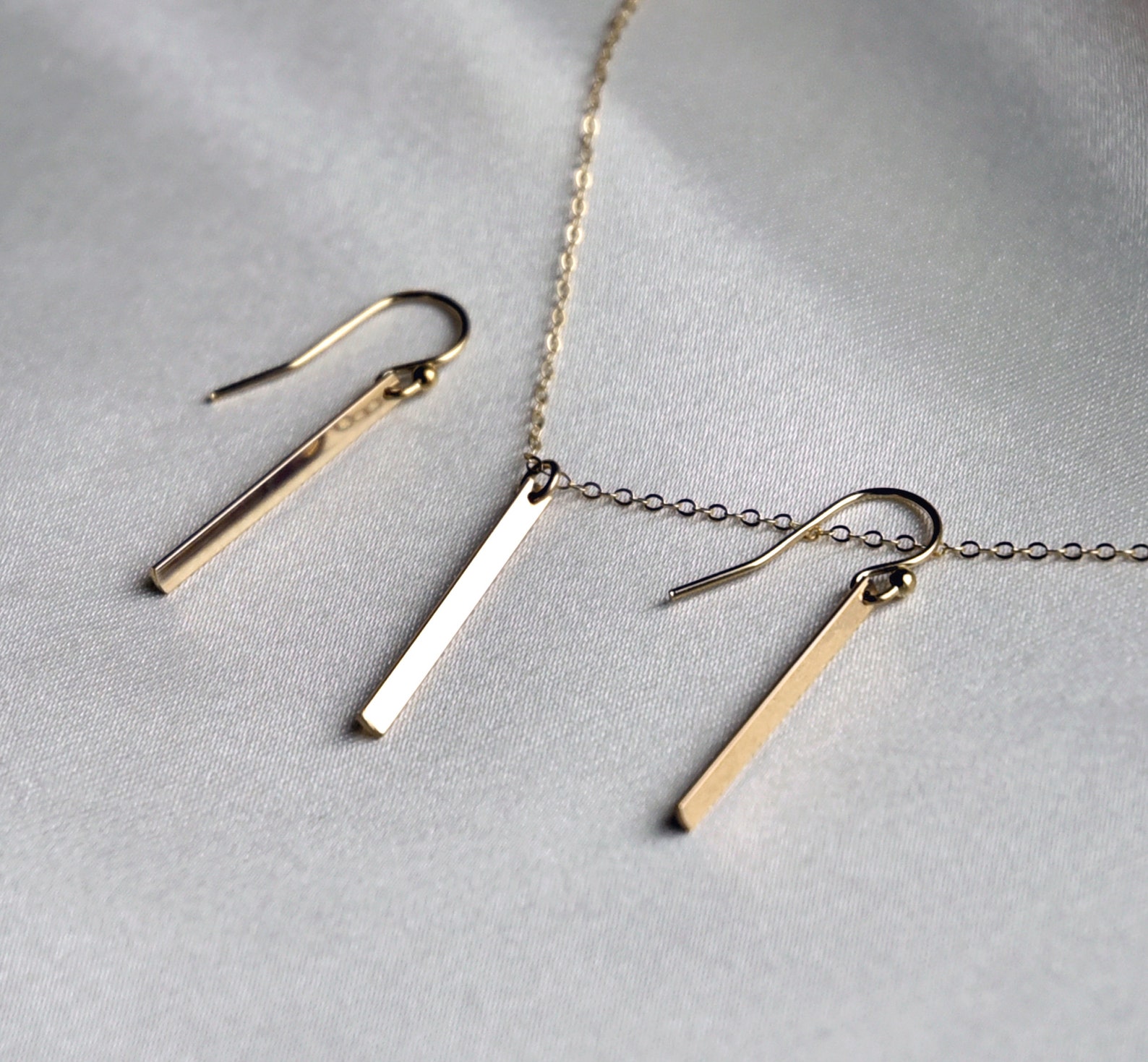Dainty Everyday Minimalist Necklace and Earrings, Jewelry Set, Earrings ...