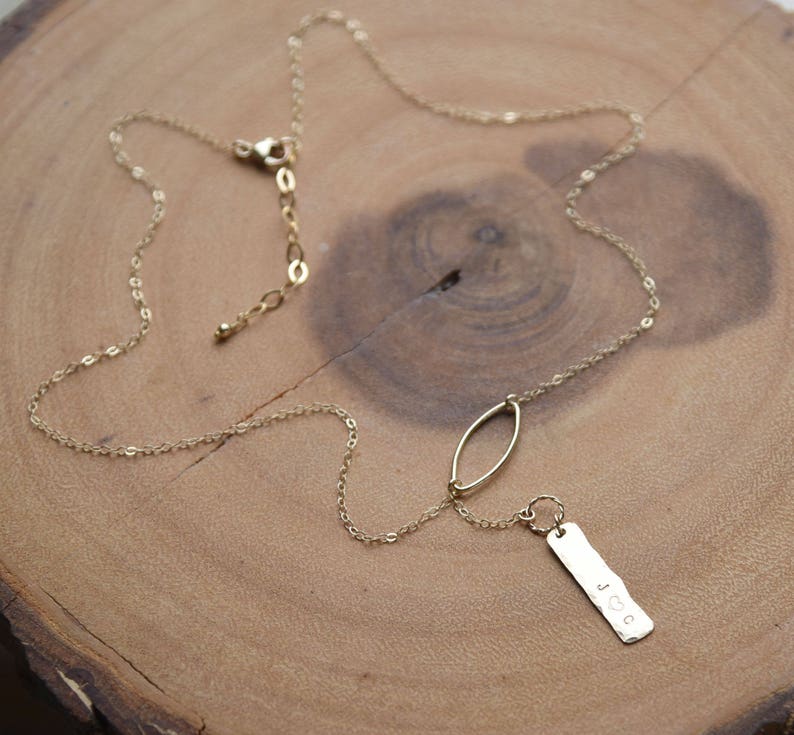 Personalized Gold Bar Necklace Delicate Gold Lariat Name | Etsy