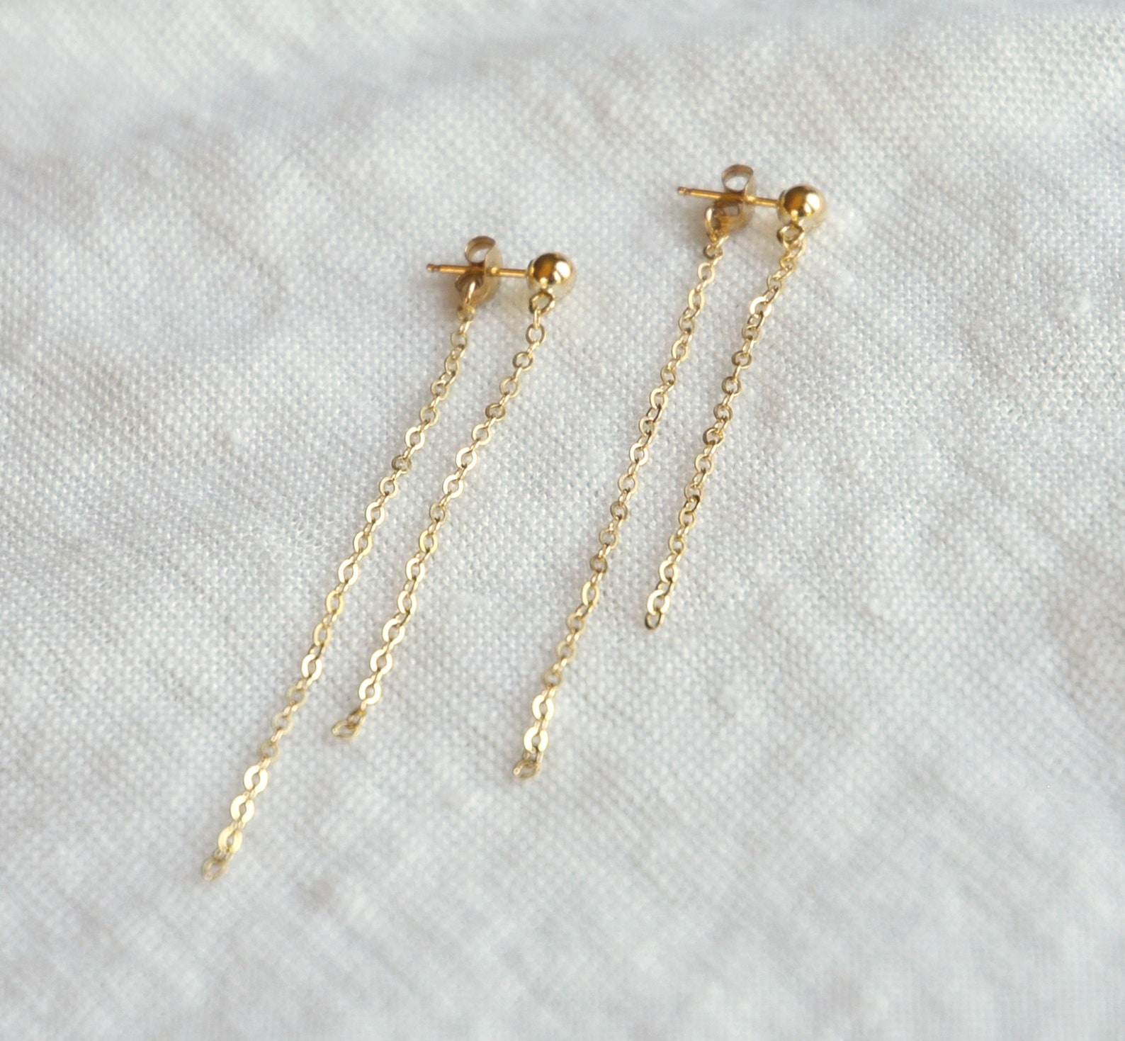 Simple Gold Chain Earrings, Minimalist Long Chain Earrings, Silver ...