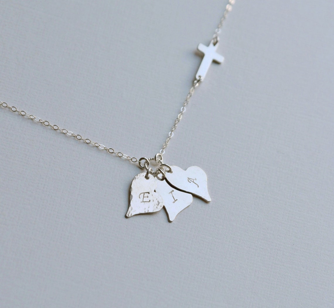 Personalized Heart Necklace Initial Necklace Custom Mothers | Etsy