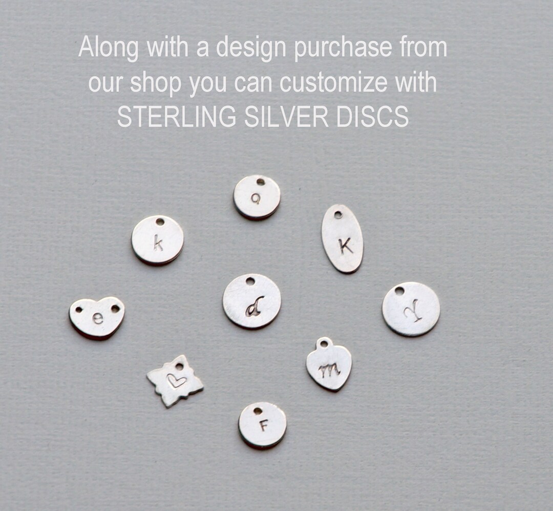 Sterling Silver Charm Add an Initial Charm, Stamped Initial Disc ...