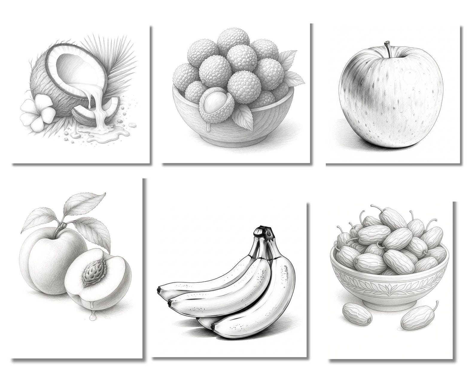 25 Fruit Coloring Pages Bundle – Printable Fruit Outlines for Kids ...