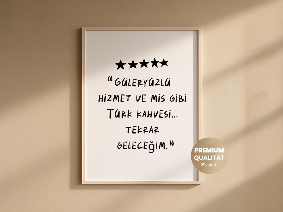 Turkish Poster – Funny Quote Poster About Türk Kahvesi, Modern Wall Art ...