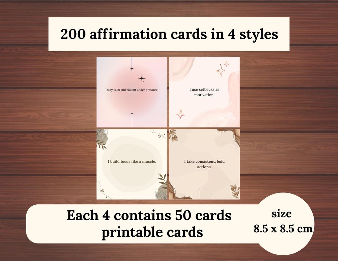 200 Success and Discipline Affirmation Cards | Motivational Mindset ...