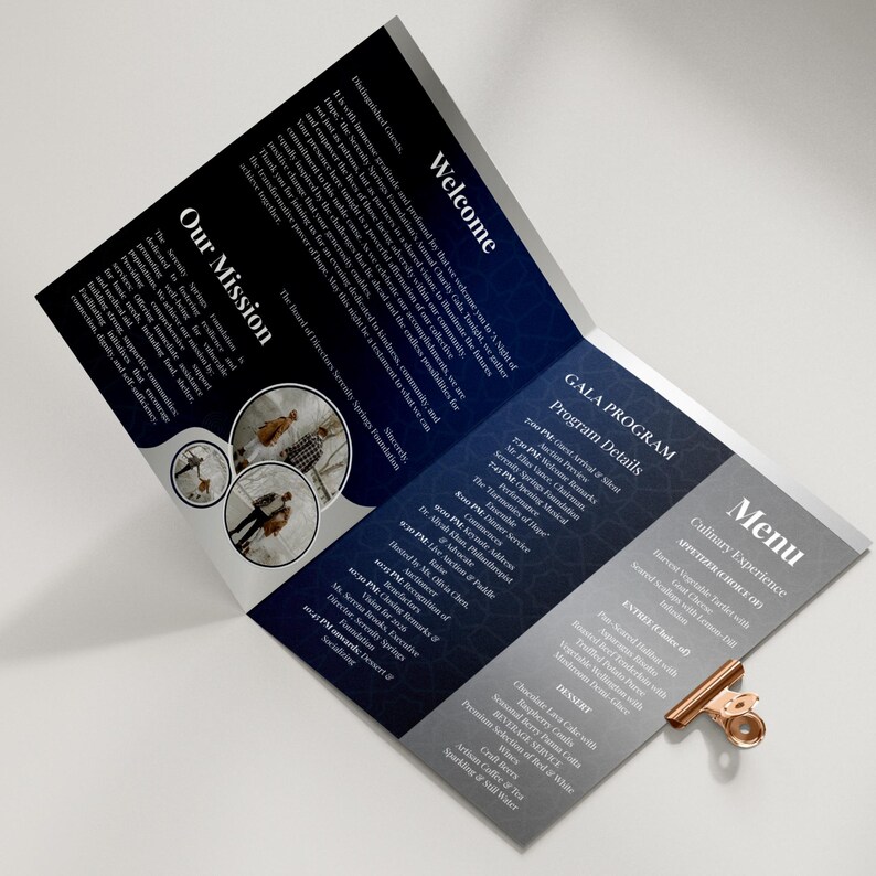 Blue & Gold Anniversary Gala Program Template: Church Banquet (11x17 In ...