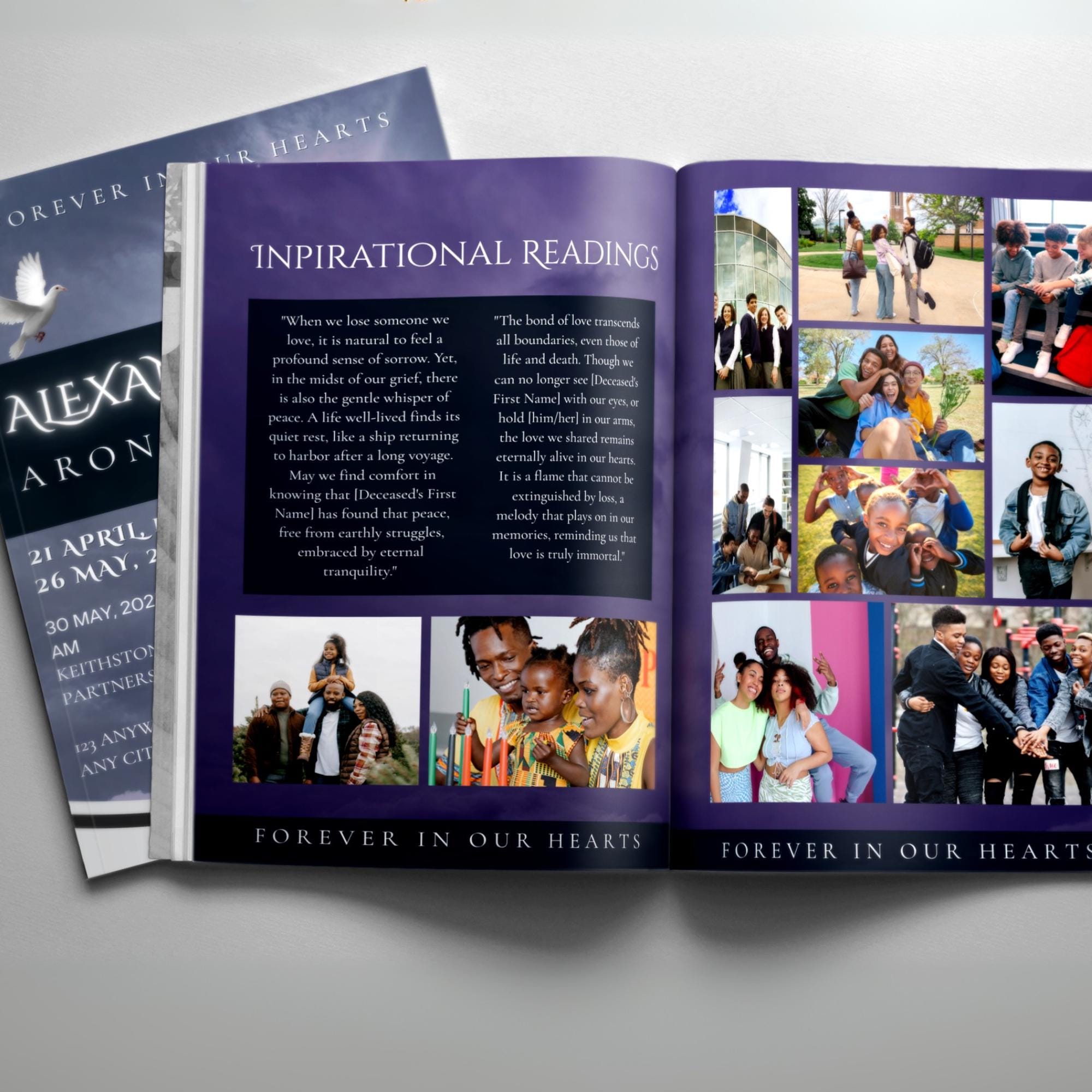 Blue Cloud Funeral Program Template: 8-page Memorial Booklet (digital ...