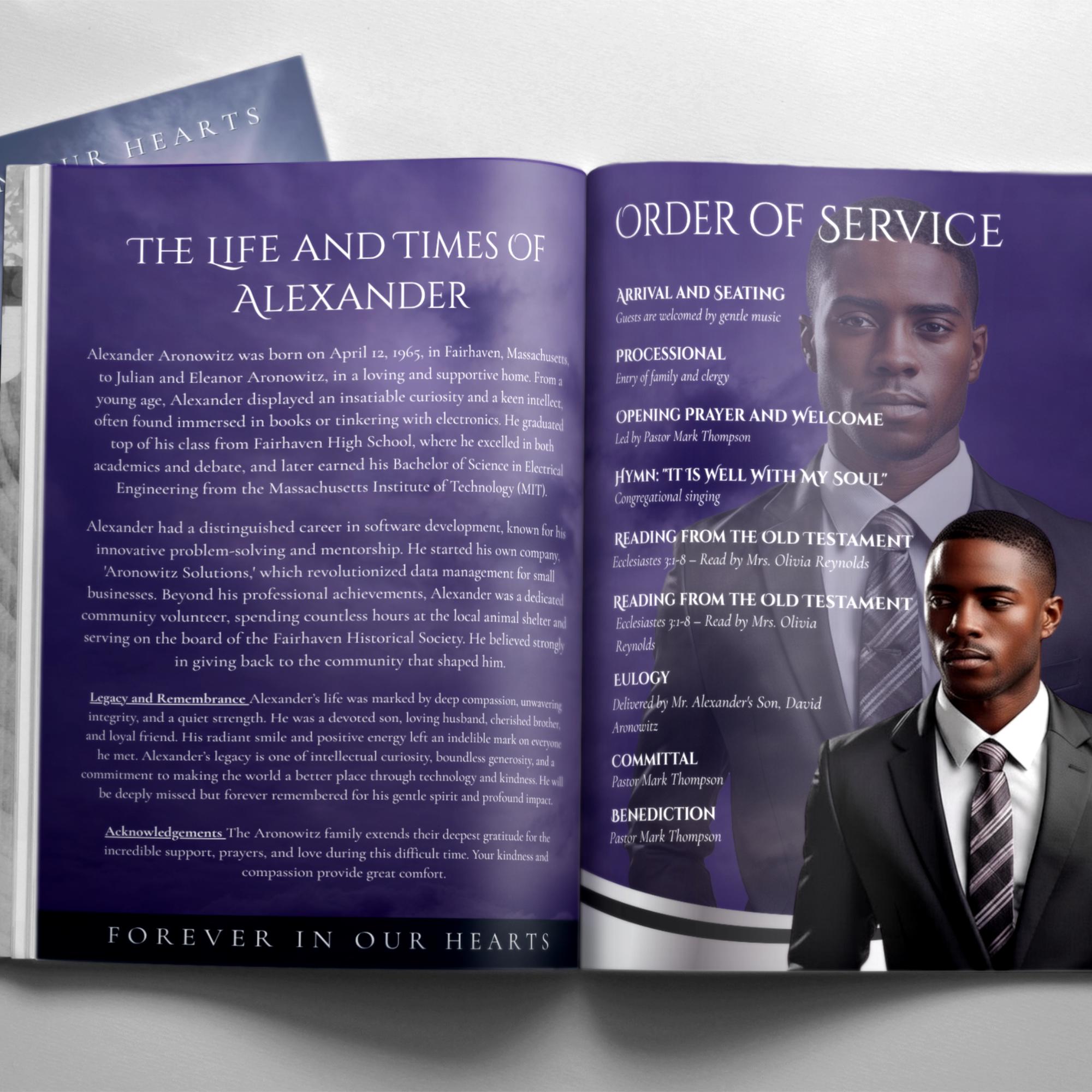 Blue Cloud Funeral Program Template: 8-page Memorial Booklet (digital ...