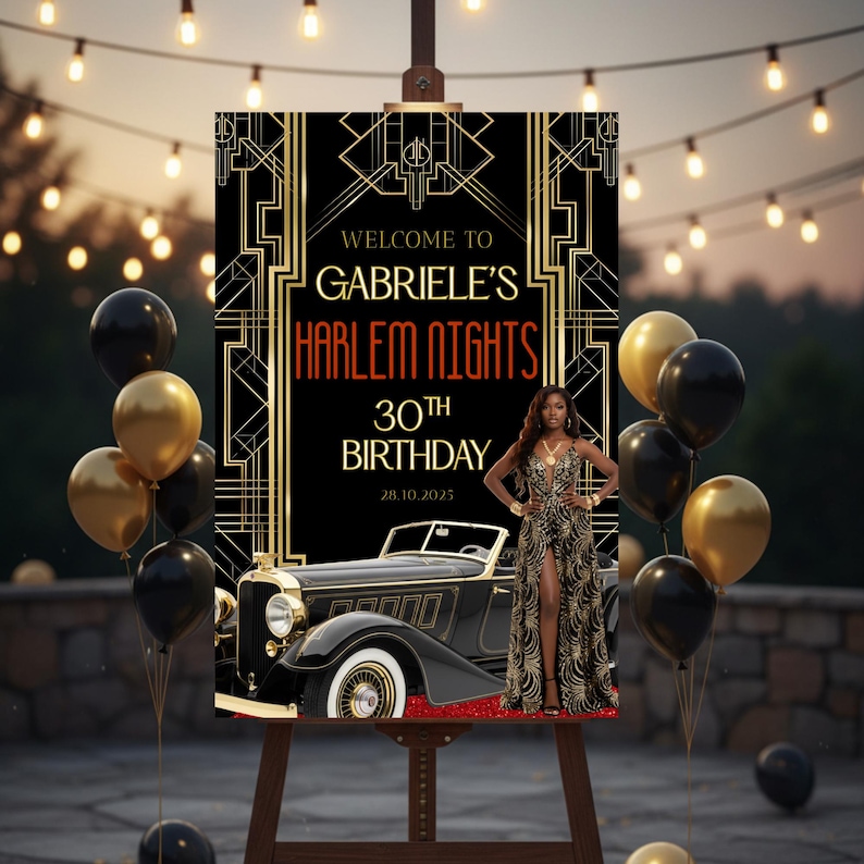 Harlem Nights Gatsby Welcome Sign, Roaring 20s Party Decor (digital ...