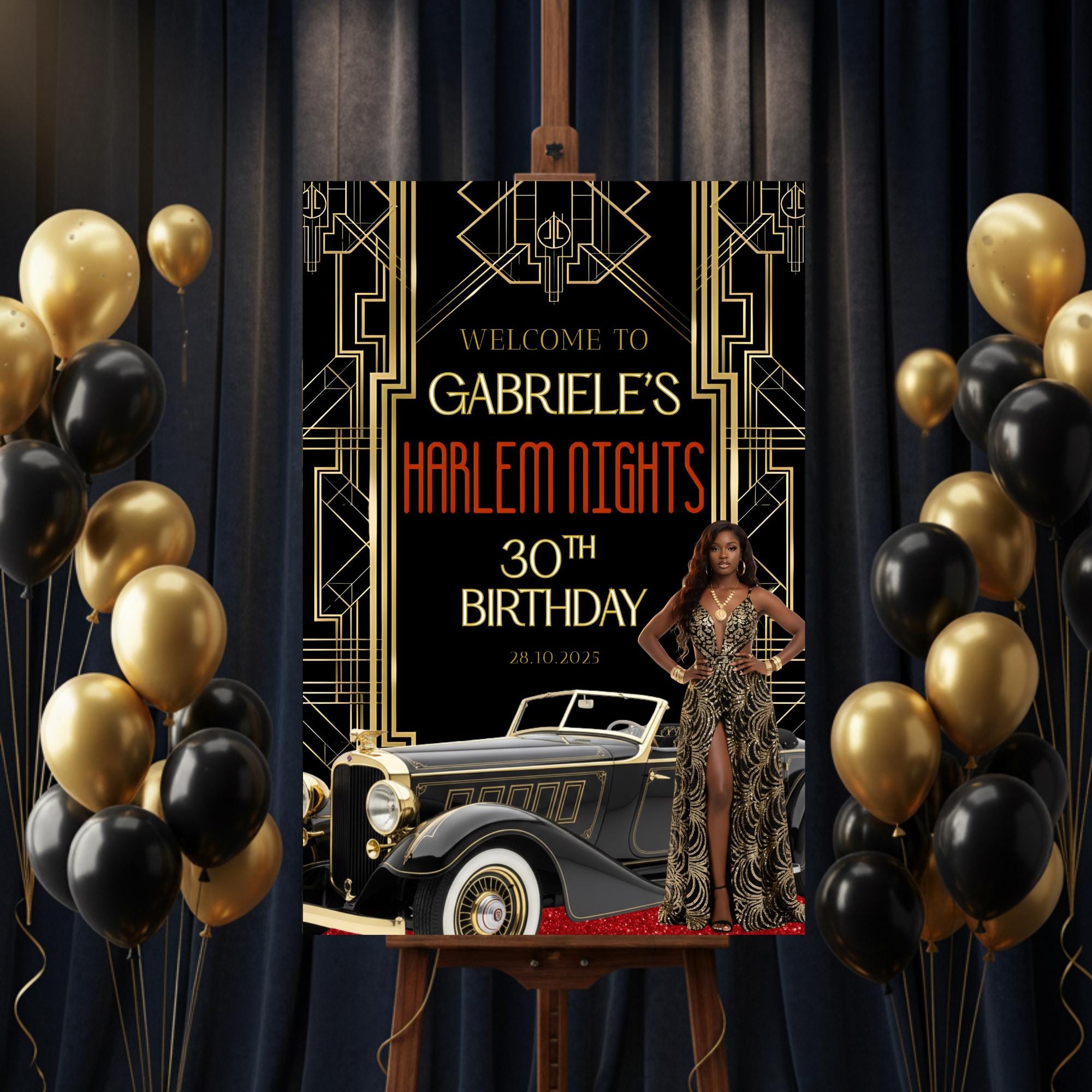 Harlem Nights Gatsby Welcome Sign, Roaring 20s Party Decor (digital ...