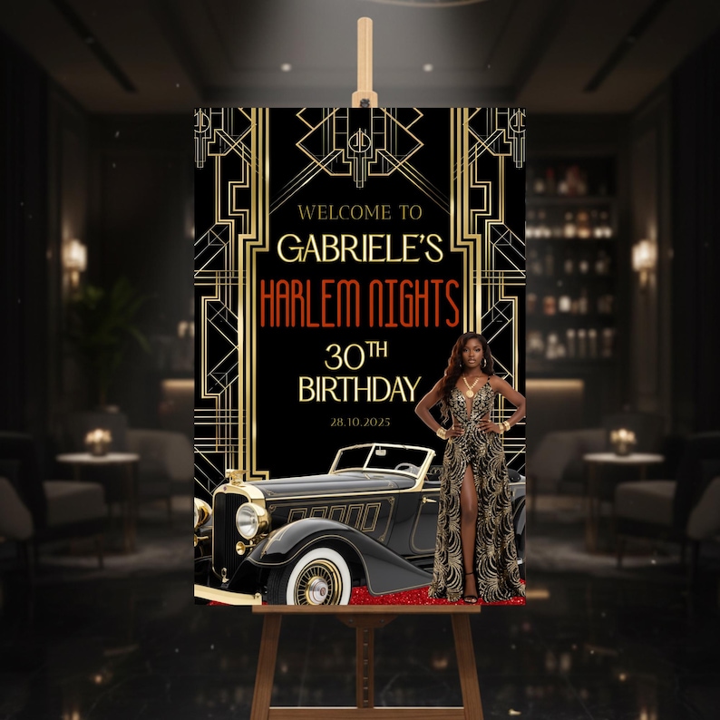 Harlem Nights Gatsby Welcome Sign, Roaring 20s Party Decor (digital ...