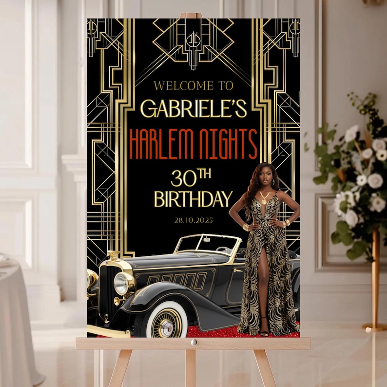 Harlem Nights Gatsby Welcome Sign, Roaring 20s Party Decor (digital ...