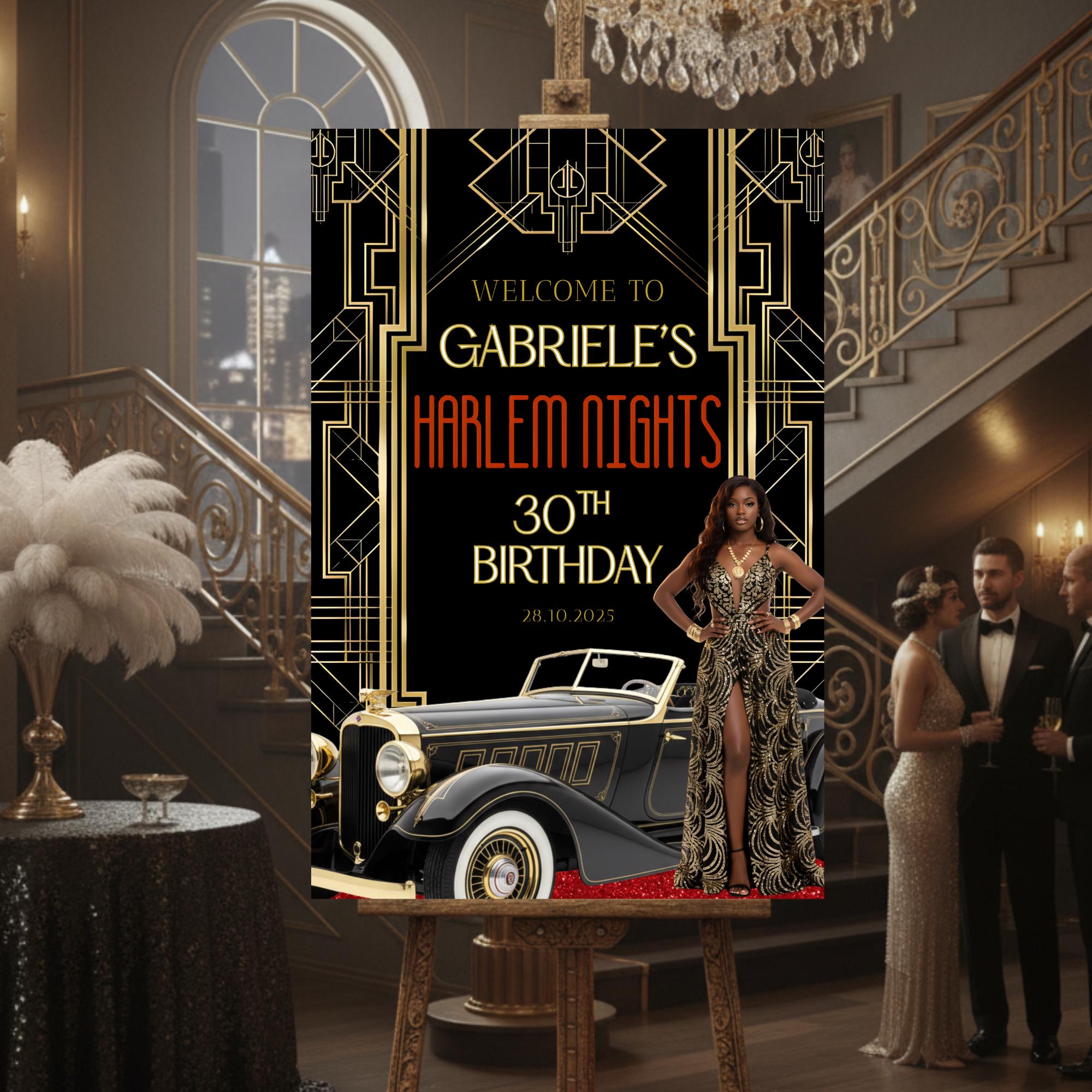 Harlem Nights Gatsby Welcome Sign, Roaring 20s Party Decor (digital ...