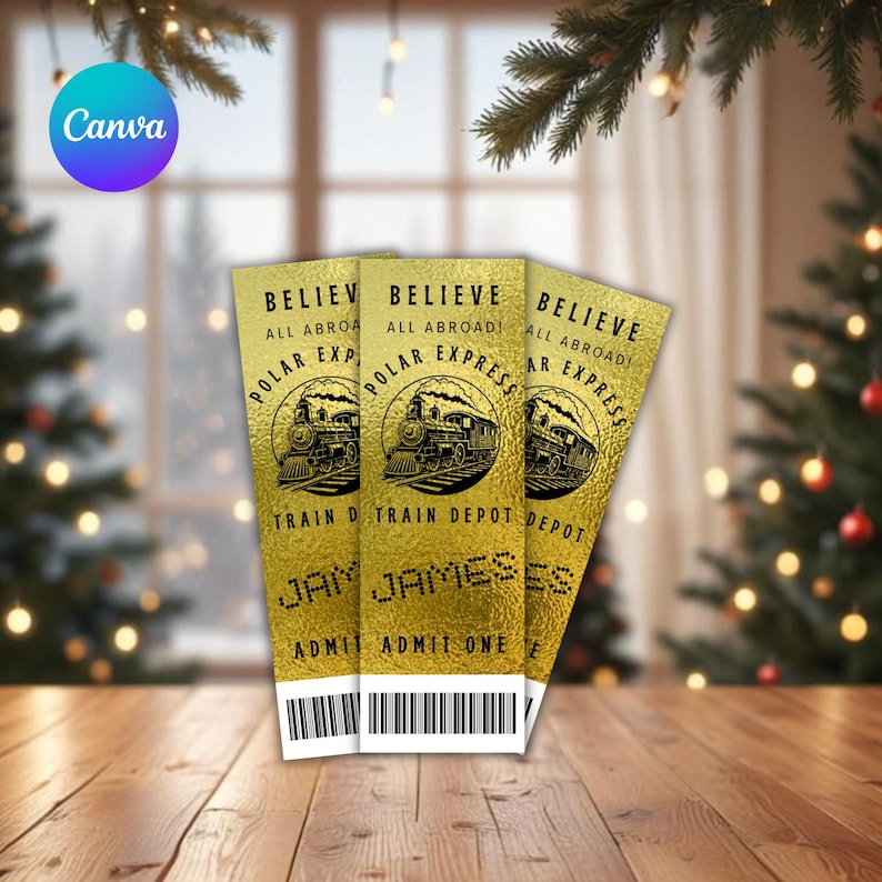 Polar Express Christmas Ticket, Editable North Pole Train Adventure ...